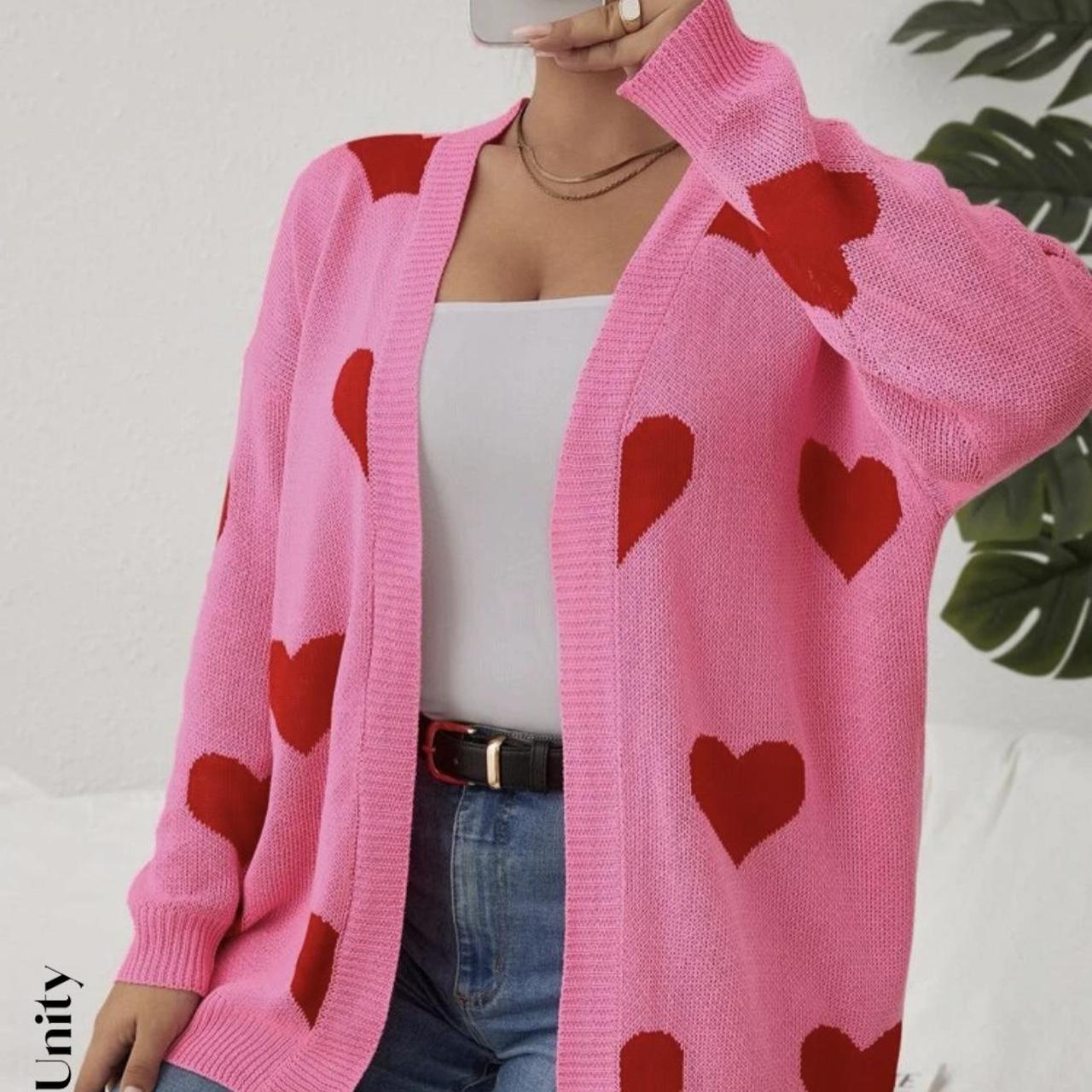 SHEIN Women's Pink and Red Cardigan | Depop