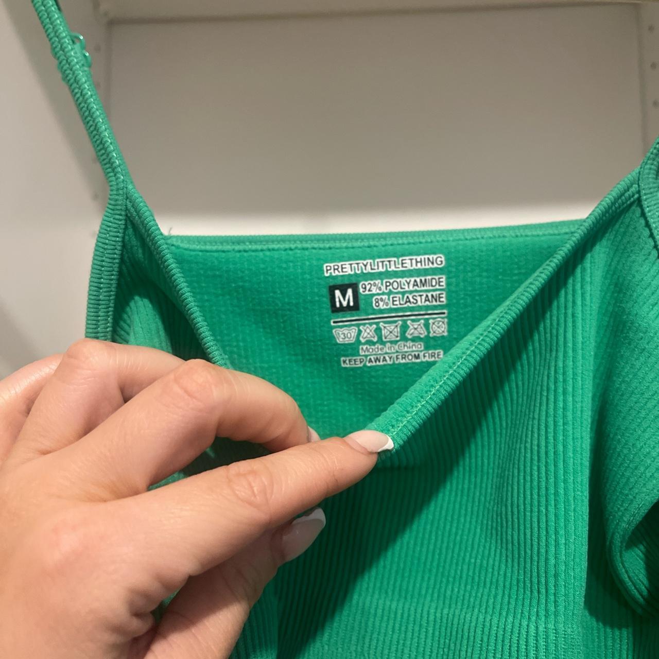 PLT Green Top- connected sleeves Size medium- would... - Depop