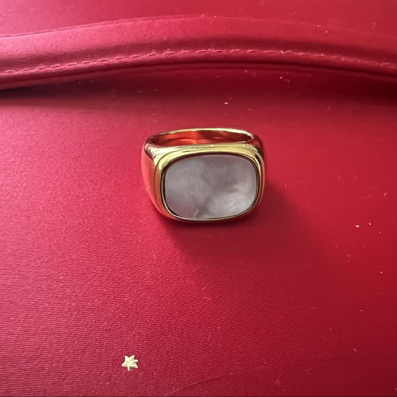 Gold Plated Statement Ring Signed Mother of Pearl ... - Depop