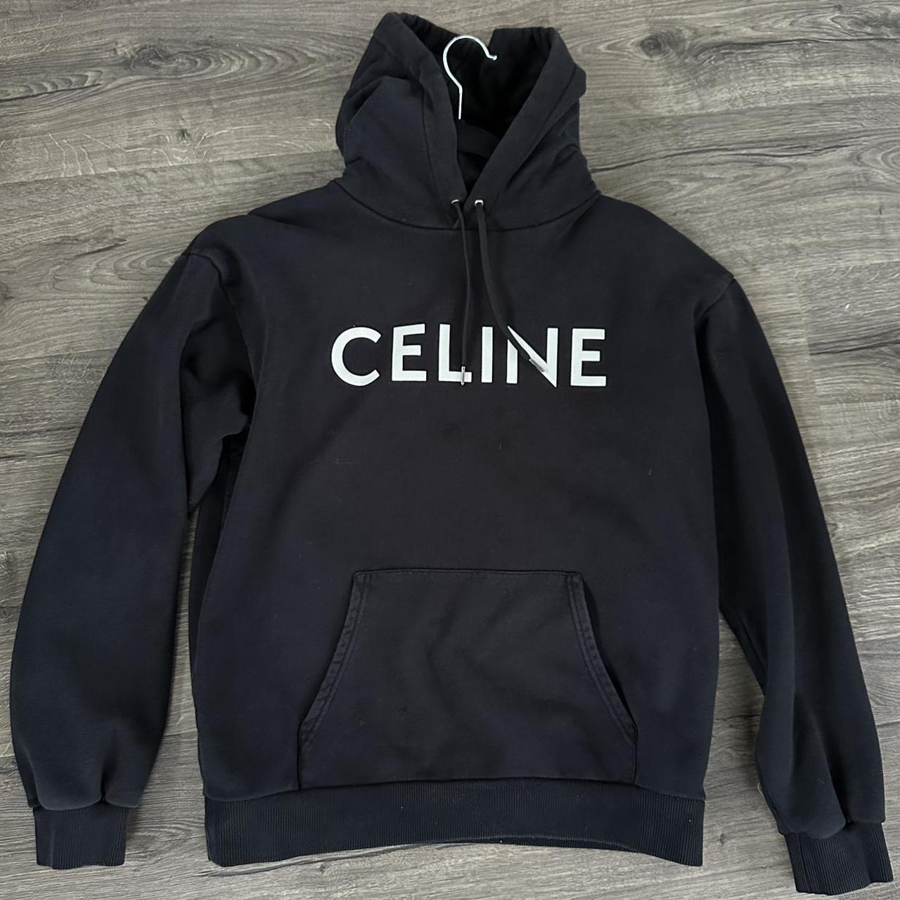 CÉLINE Black Logo Hoodie Medium - Men | Color: Black - Depop