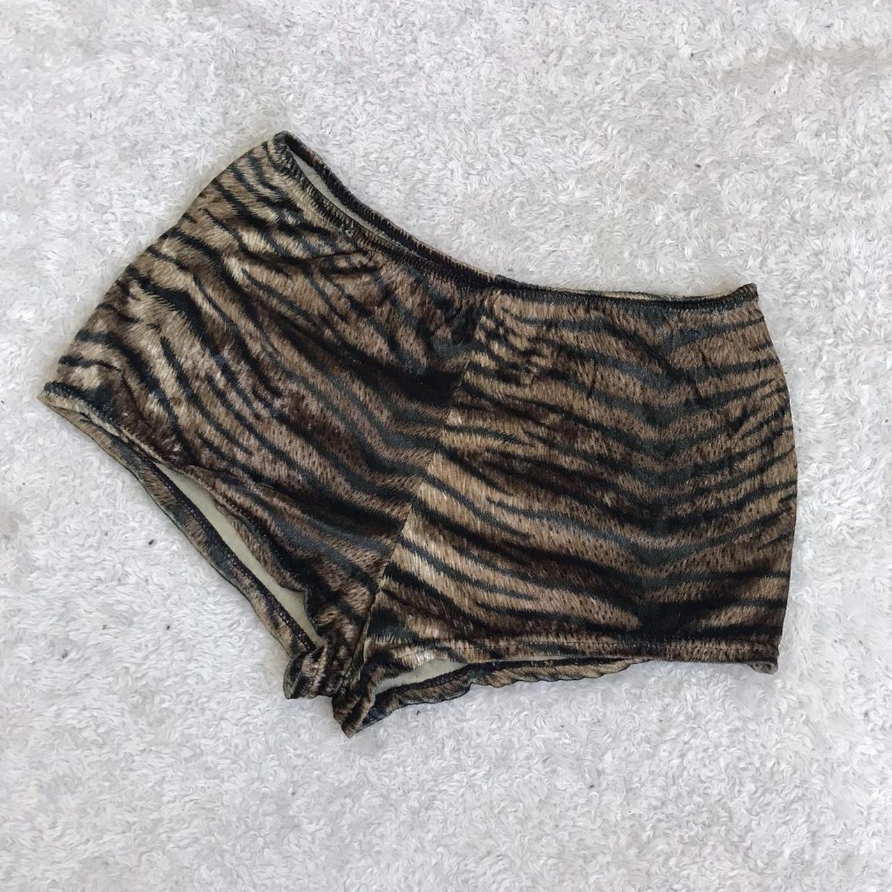 90s/00s fuzzy zebra micro mini shorts 🎀 features the... | Depop