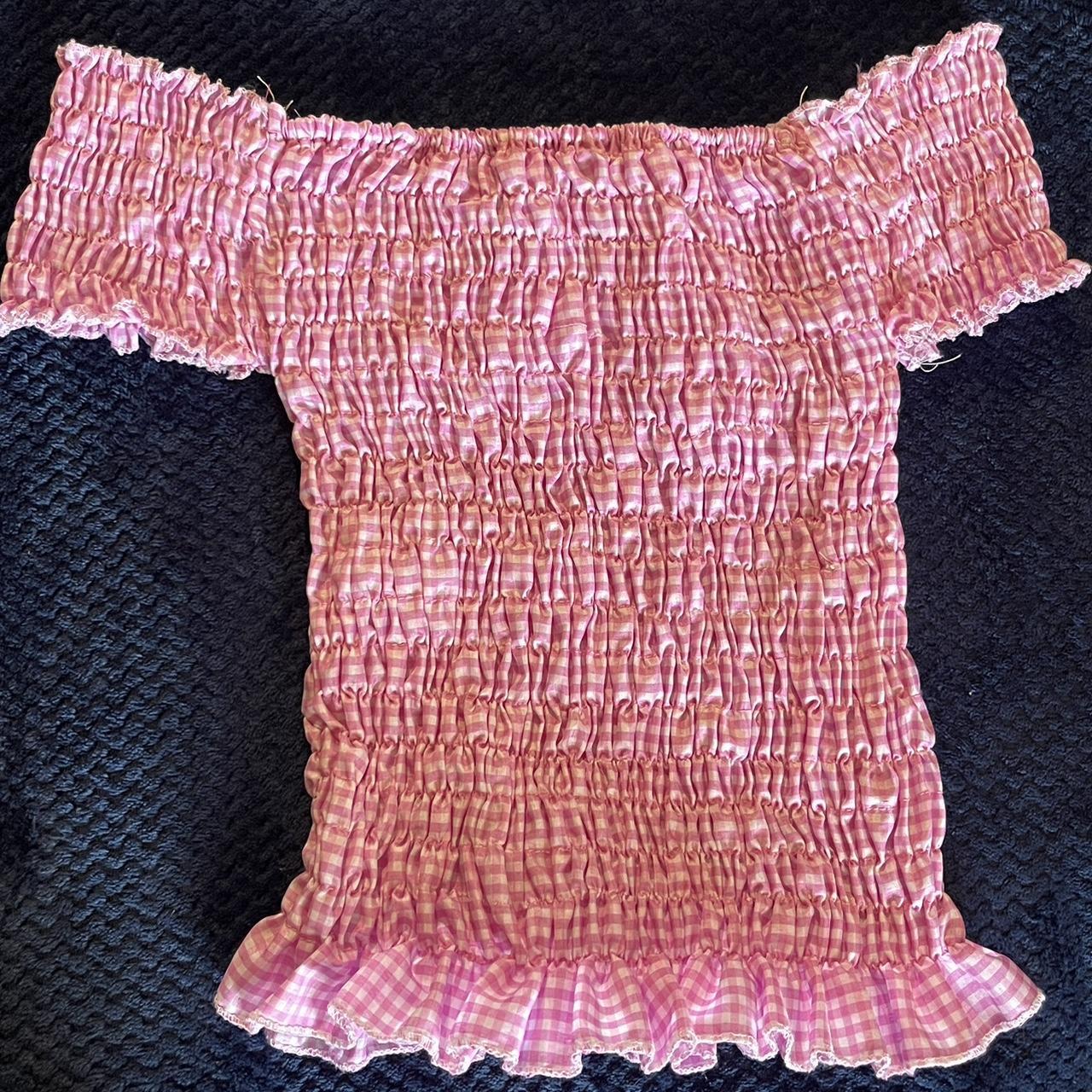 Pink Barbie cottage core stretchy blouse Sugar... - Depop