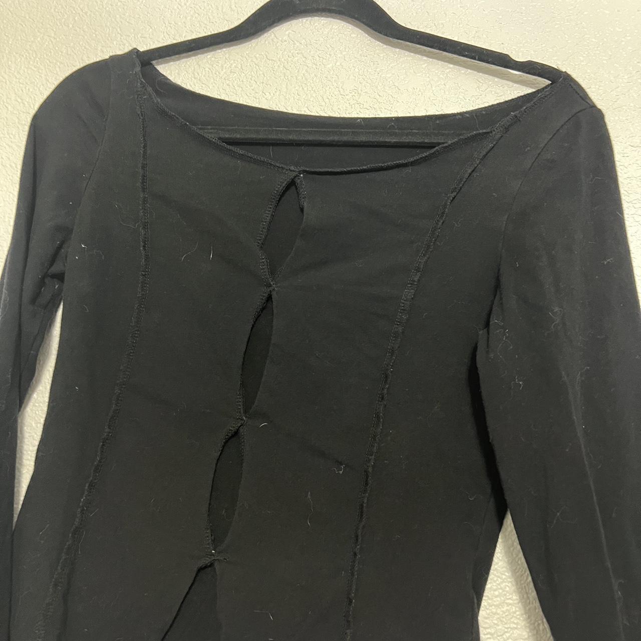 Y2K Raised Seams LongSleeve Pre-cut and hemmed hole... - Depop