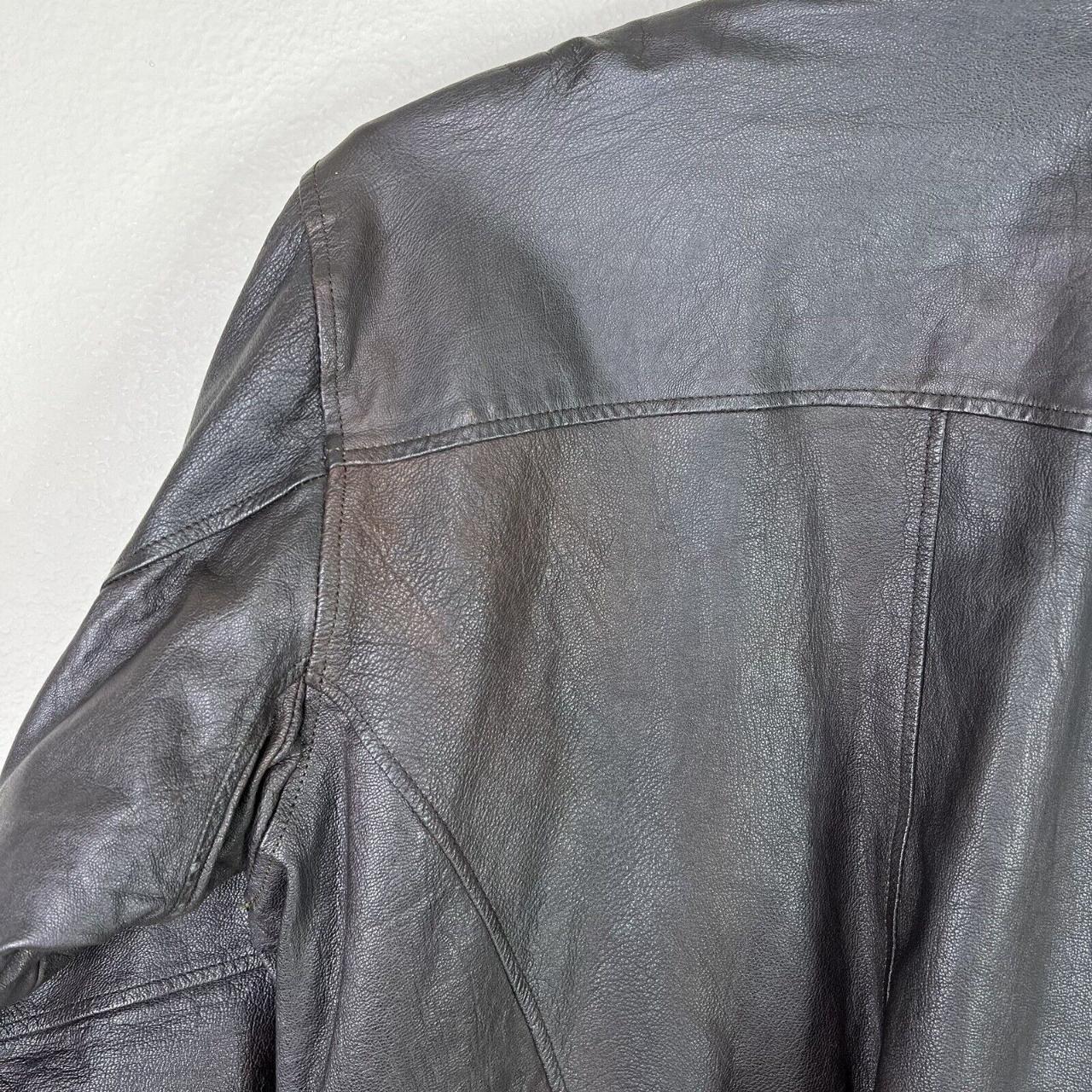 VTG Unik Leather Mens Brown Leather Zip Up Bomber... | Depop
