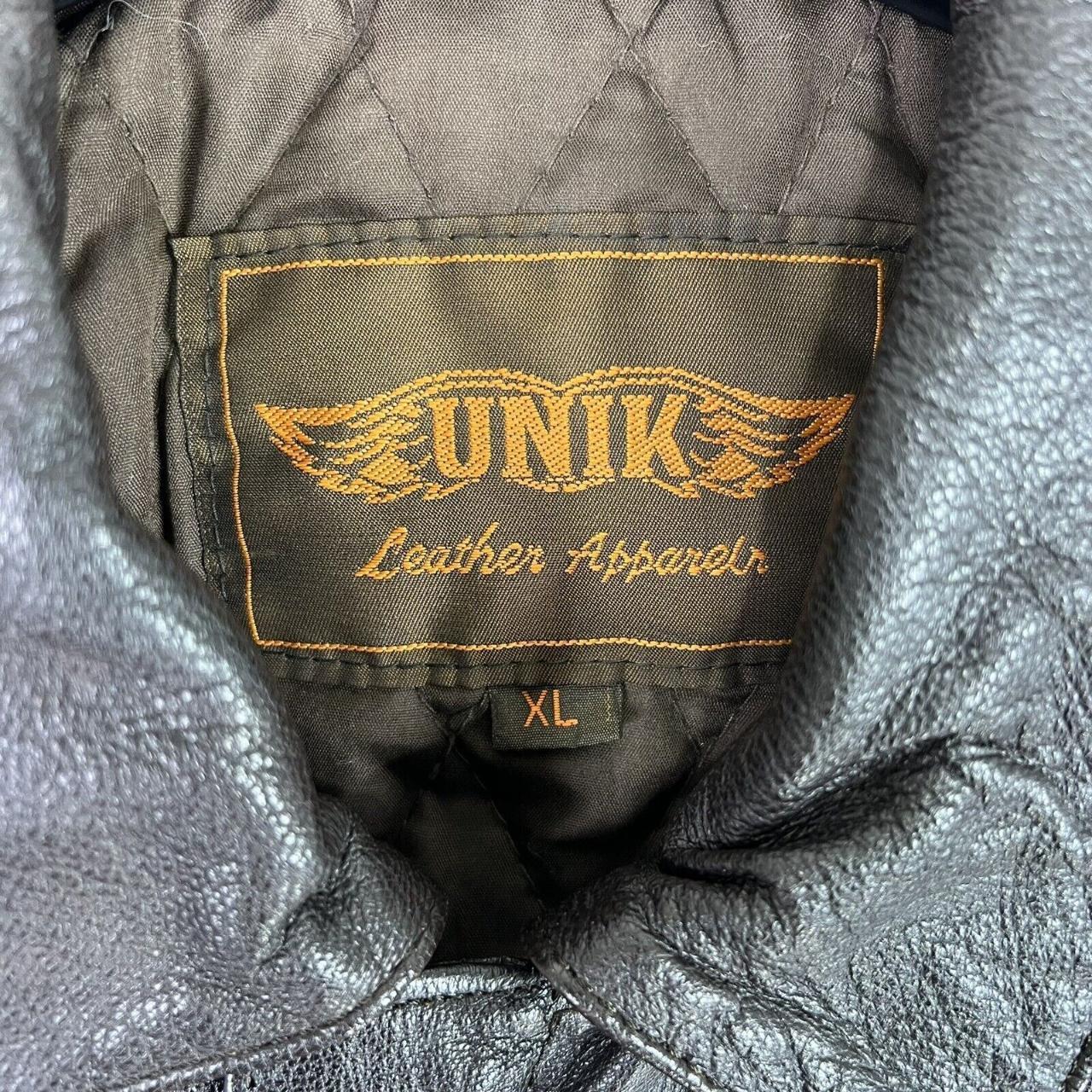 VTG Unik Leather Mens Brown Leather Zip Up Bomber... | Depop