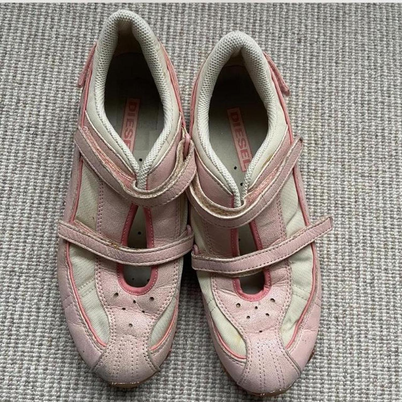 Vintage pink leather Diesel trainers. Ballet Core,... - Depop