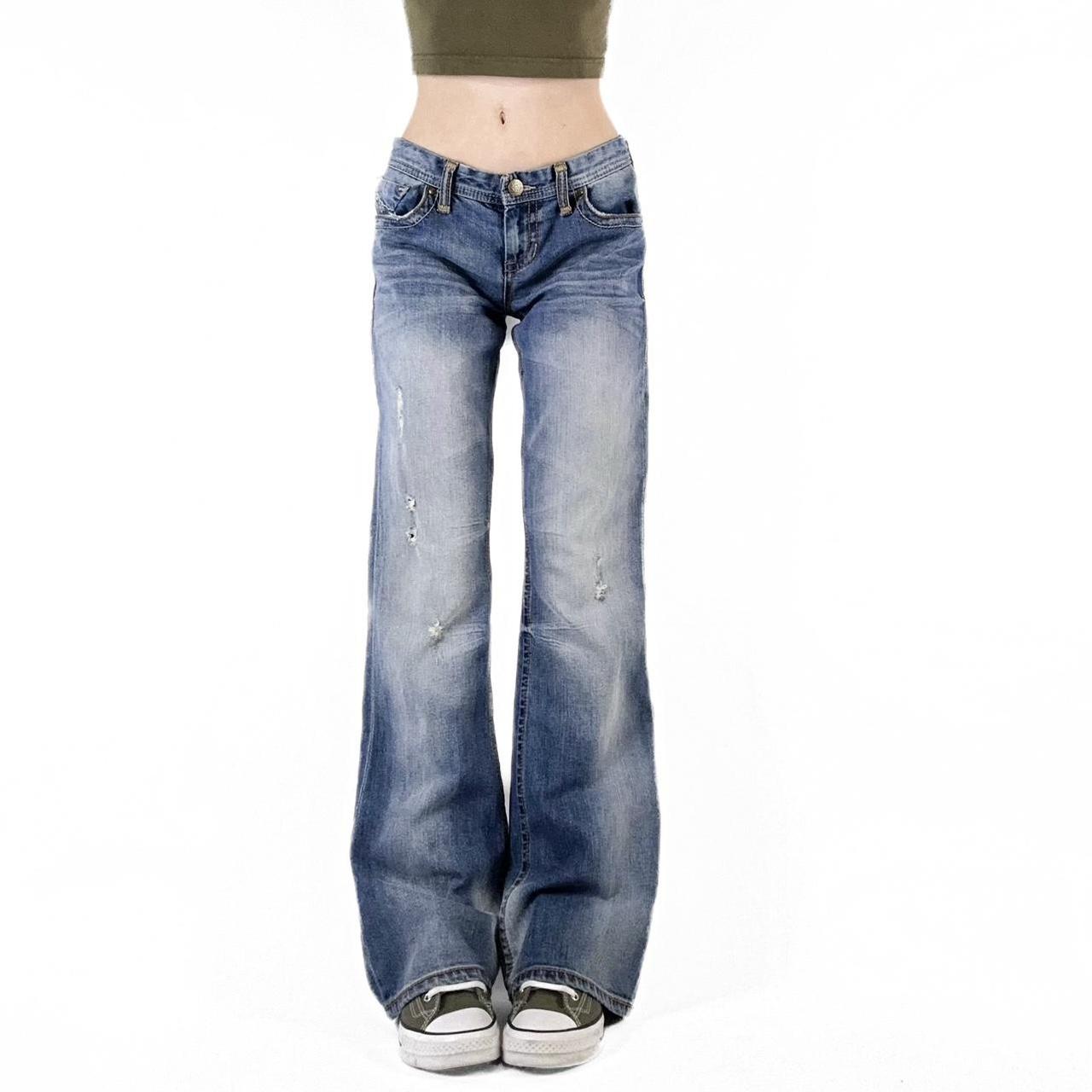 Maurices low rise faded medium wash bootcut... | Depop