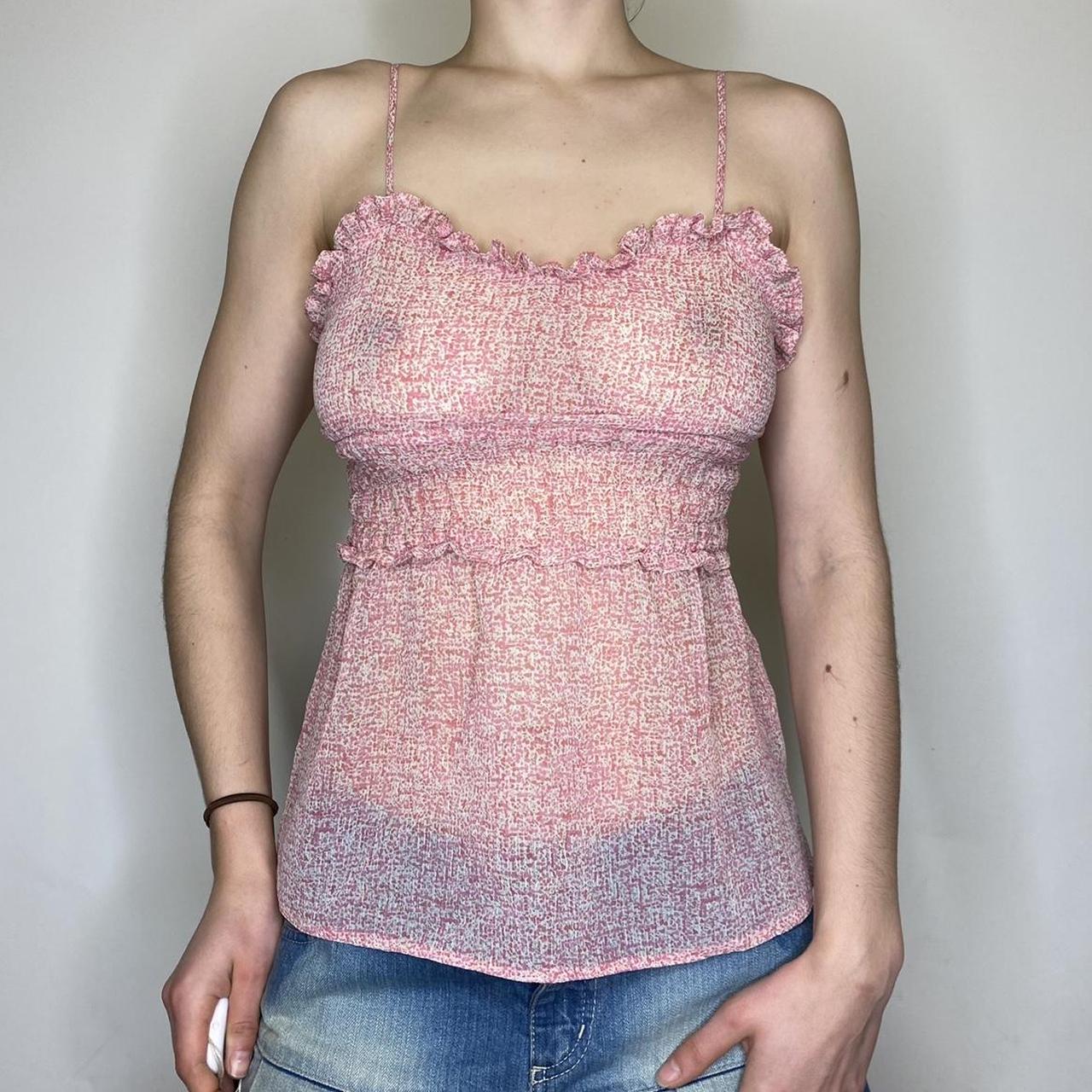 Frilly speckled sheer cami top Modelled on size 8 - Depop