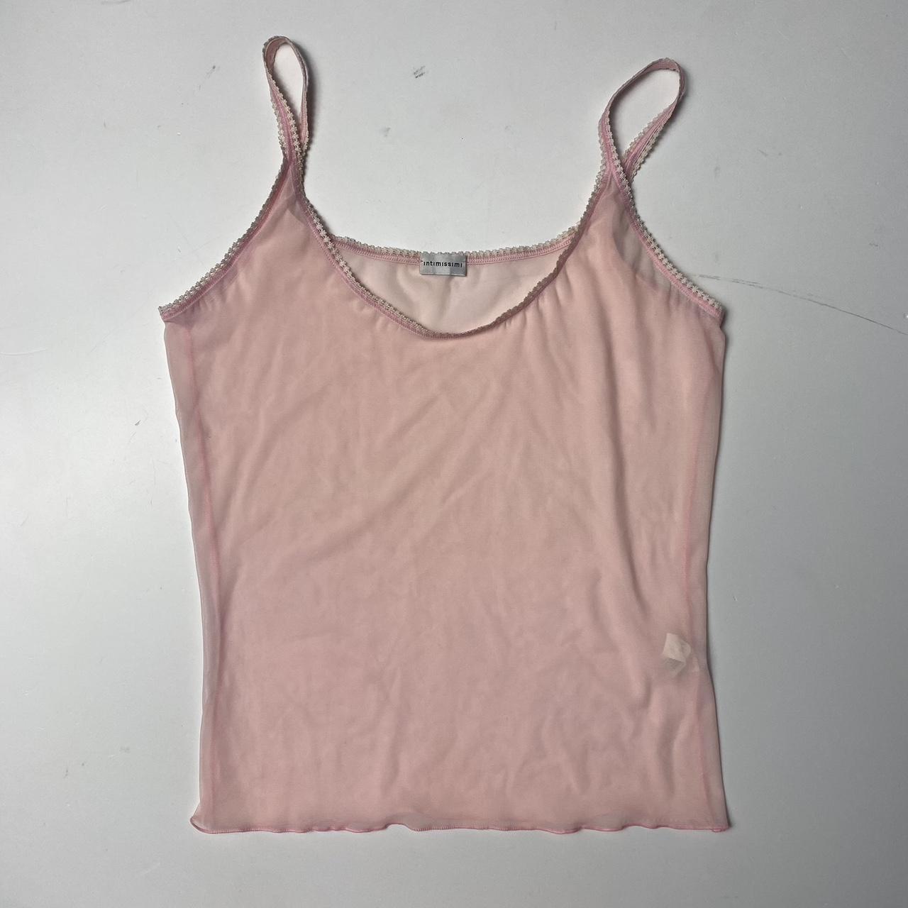 Sheer mesh cami top with lace trim Perfect condition | Depop