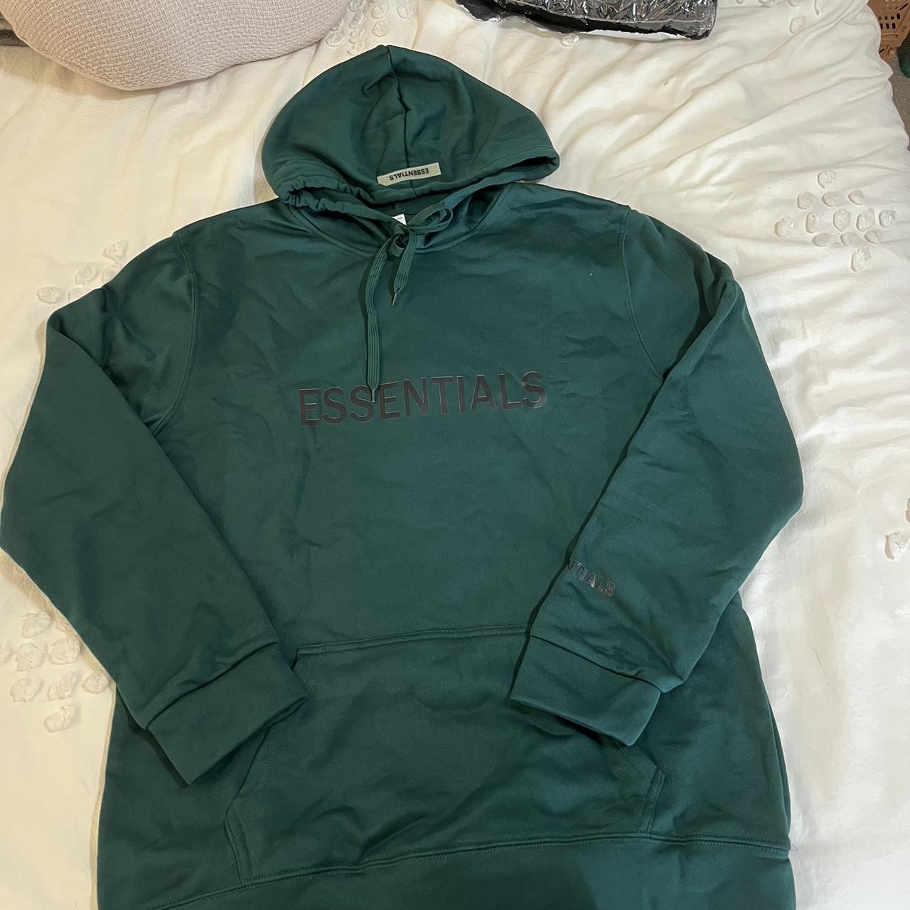 green essentials hoodie never worn size... - Depop