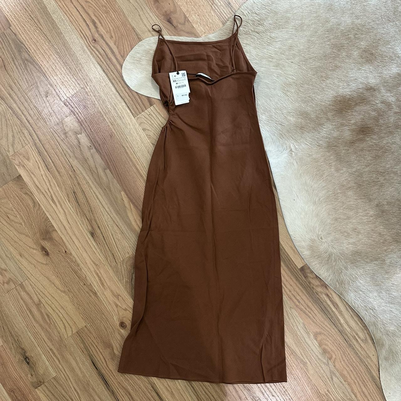 NWT Zara Rust Color Cutout Midi Dress Sz XS in a... - Depop