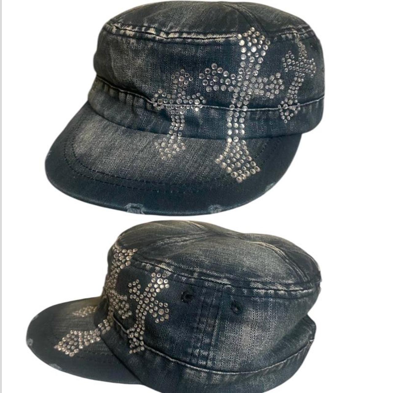 Y2K cross and lettering design cap with rhinestones.... - Depop