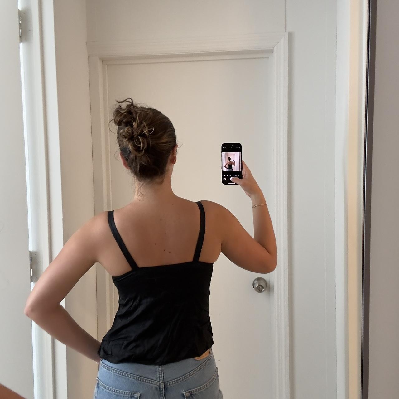 Vintage On Gossamer black silk cami with pretty busy... - Depop