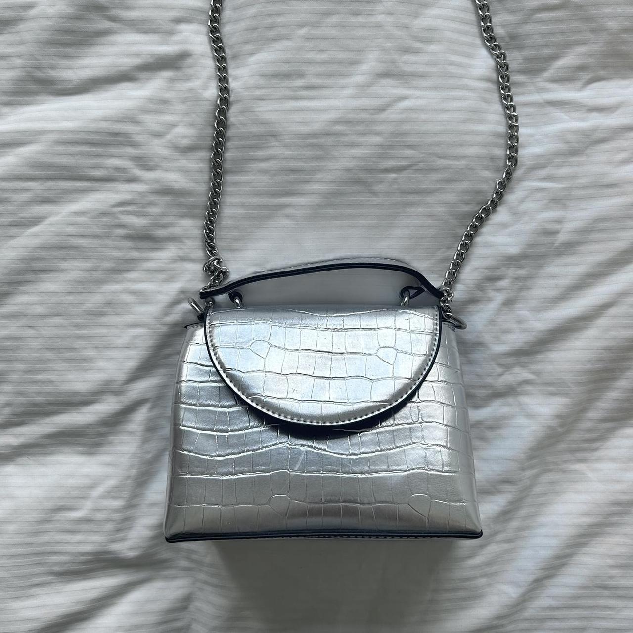 Vintage silver crocodile crossbody bag - silver... - Depop