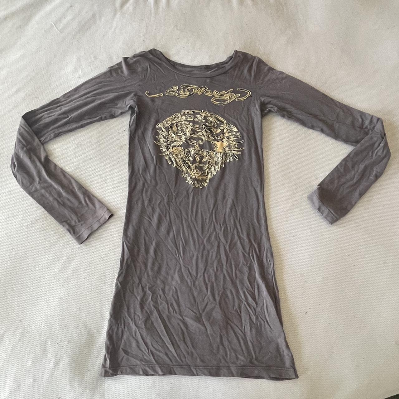 GREY LONG SLEEVE ED HARDY DRESS love this dress,... - Depop