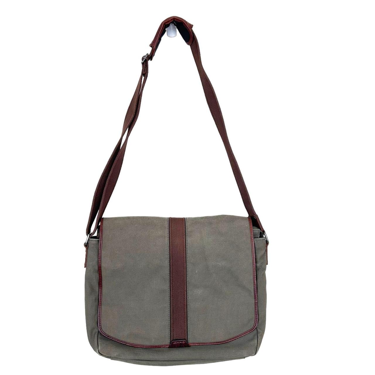 LL Bean Green Brown Crossbody Messenger Bag Gently... - Depop