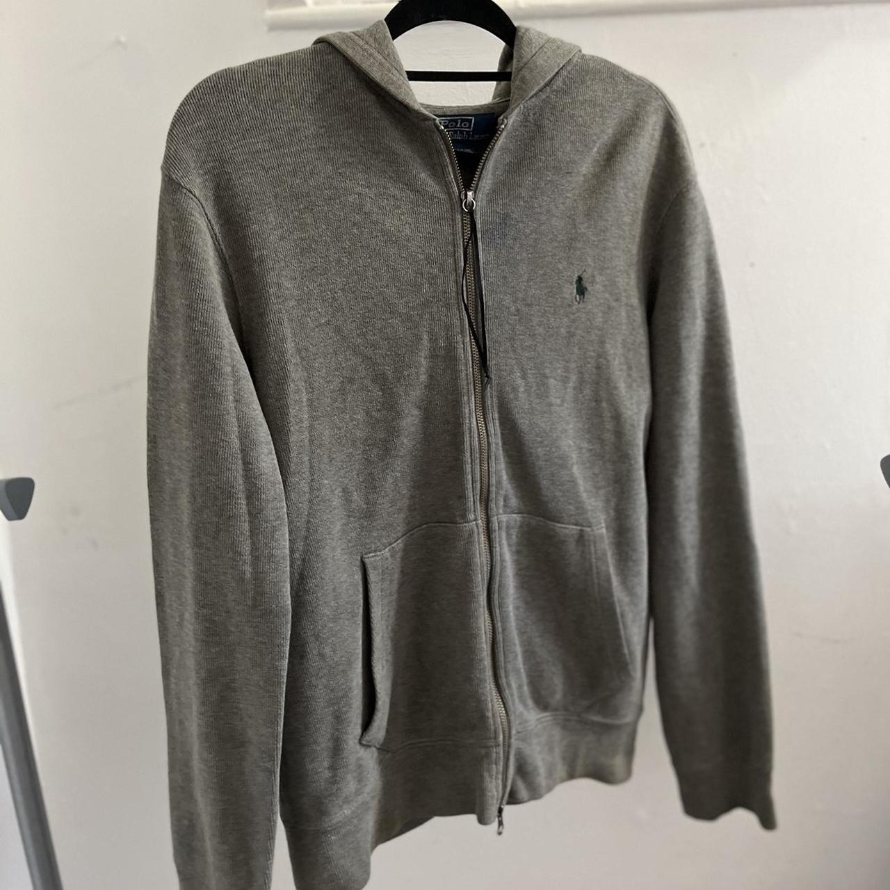 Polo Ralph Lauren grey zip up hoodie Size medium... - Depop