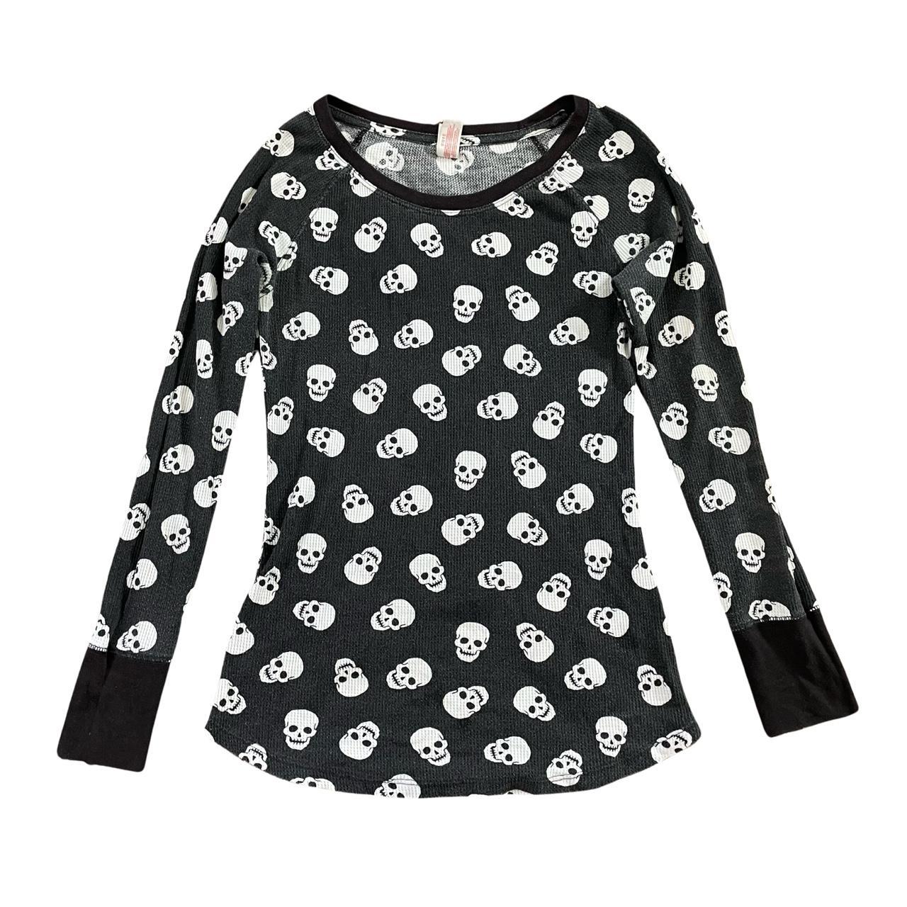 Emo grunge mall goth scenecore skull print thermal... - Depop