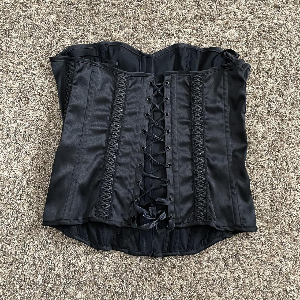 Y2k romantic vamp goth alt grunge black corset Has... - Depop