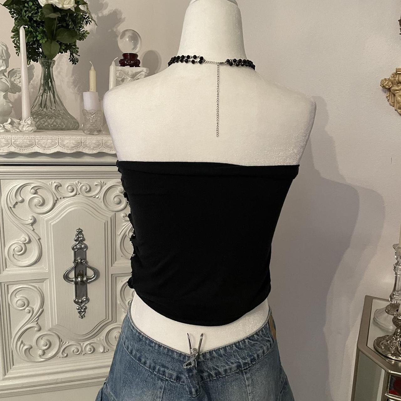 Mall goth alt grunge skull graphic print tube top... - Depop