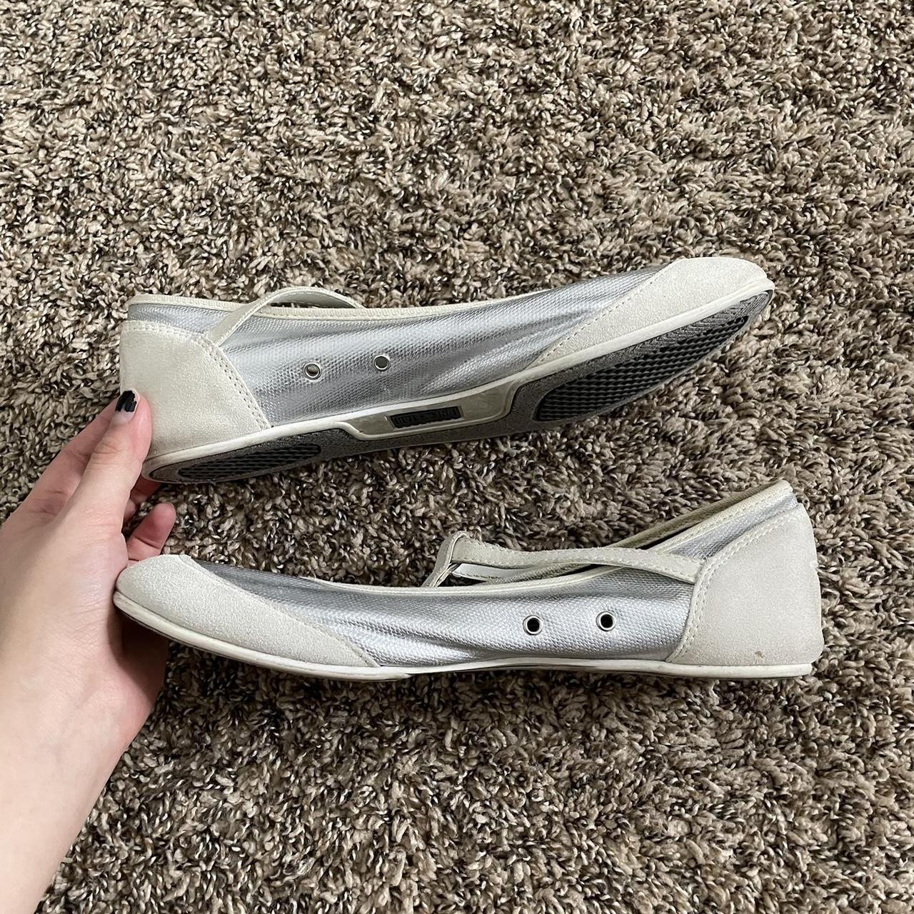 Blokette balletcore silver star print ballet flats... - Depop