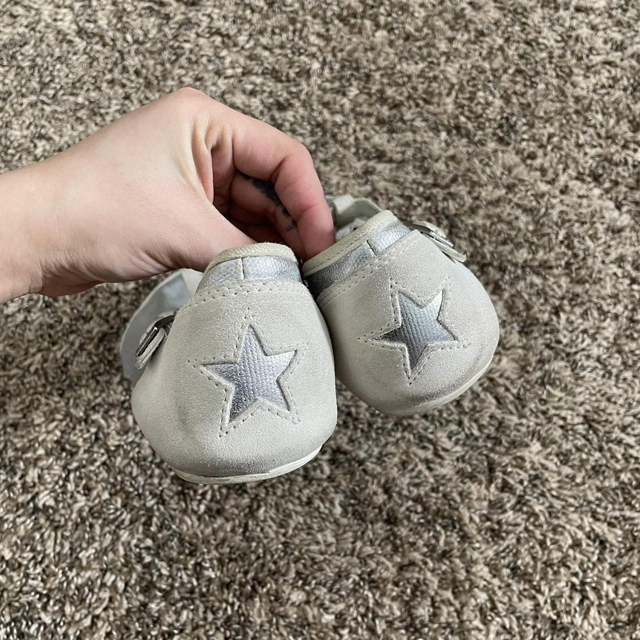 Blokette balletcore silver star print ballet flats... - Depop