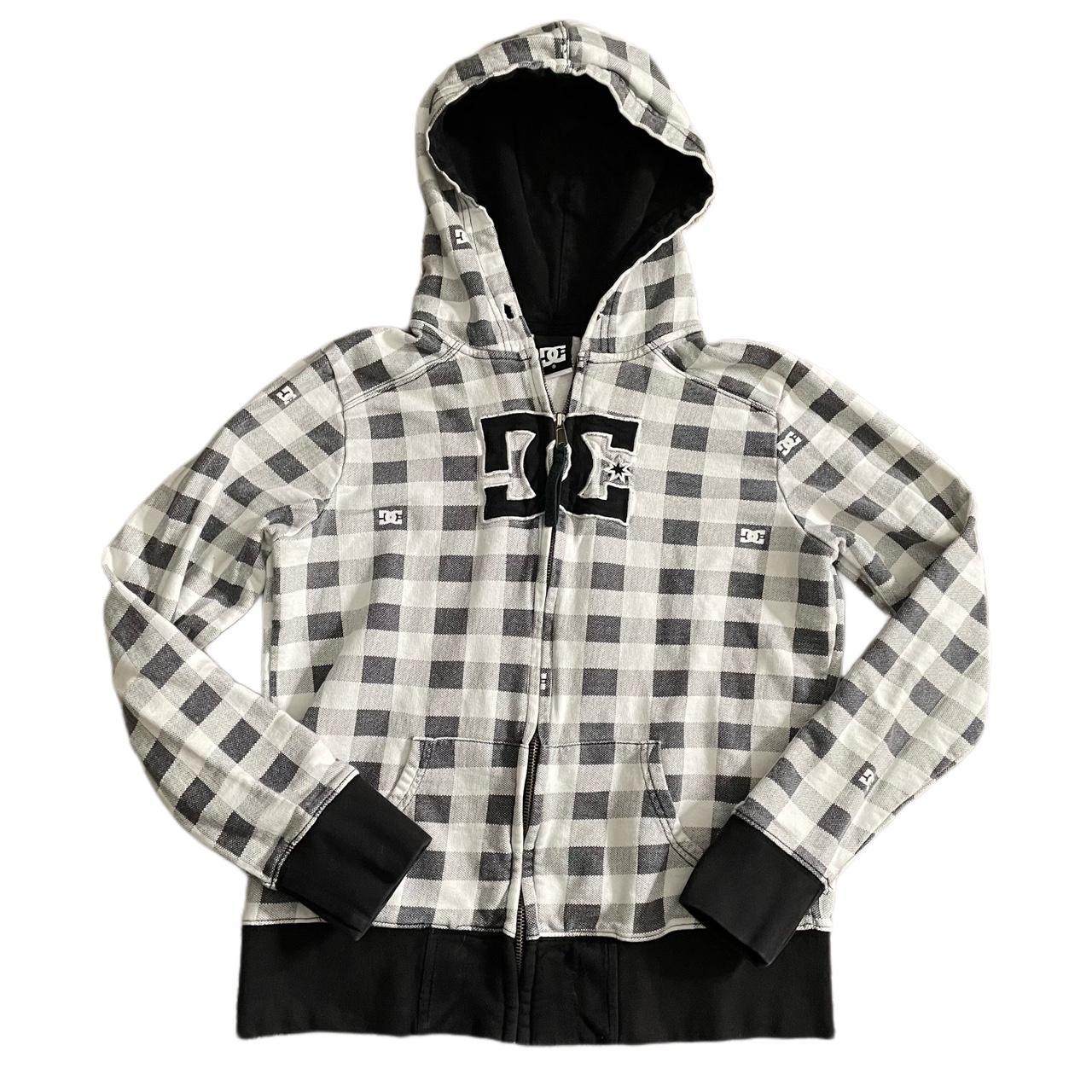 Scenecore emo skater grunge plaid DC zip up jacket... - Depop