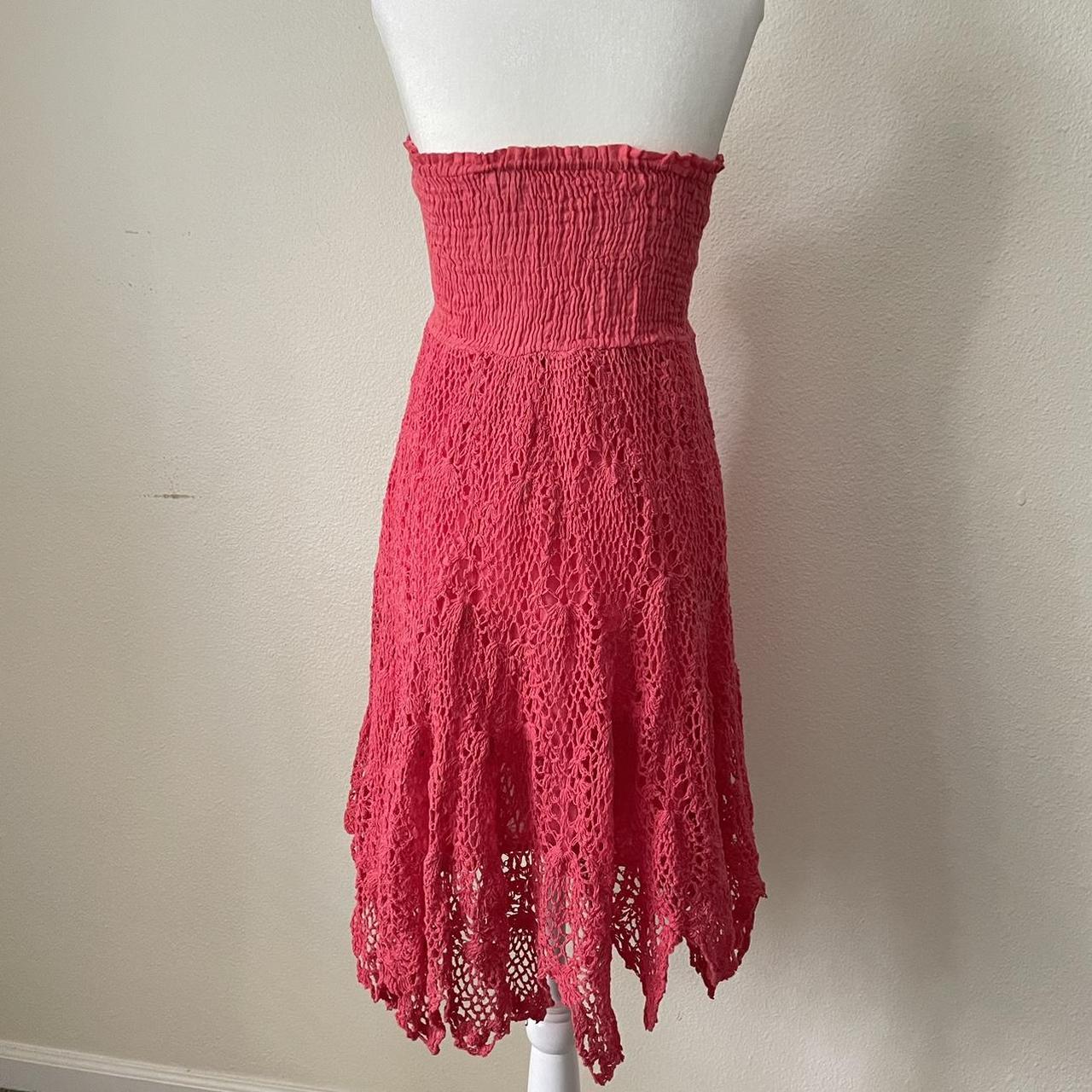 Boho girly grunge pink crochet babydoll mini dress... - Depop