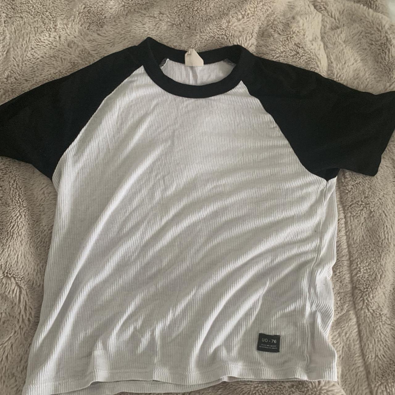 Urban outfitters ringer black and white cropped tee,... - Depop