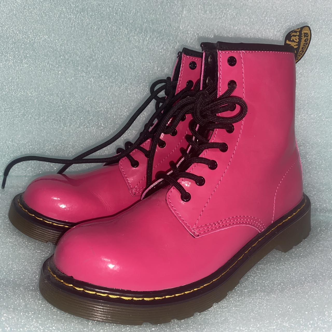 Hot Pink Combat Boots Doc Martens. Size 6 Dr.... - Depop