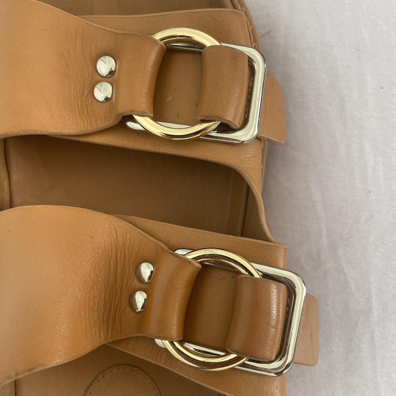 Tony Bianco slides Tan colour with mixed metal... - Depop