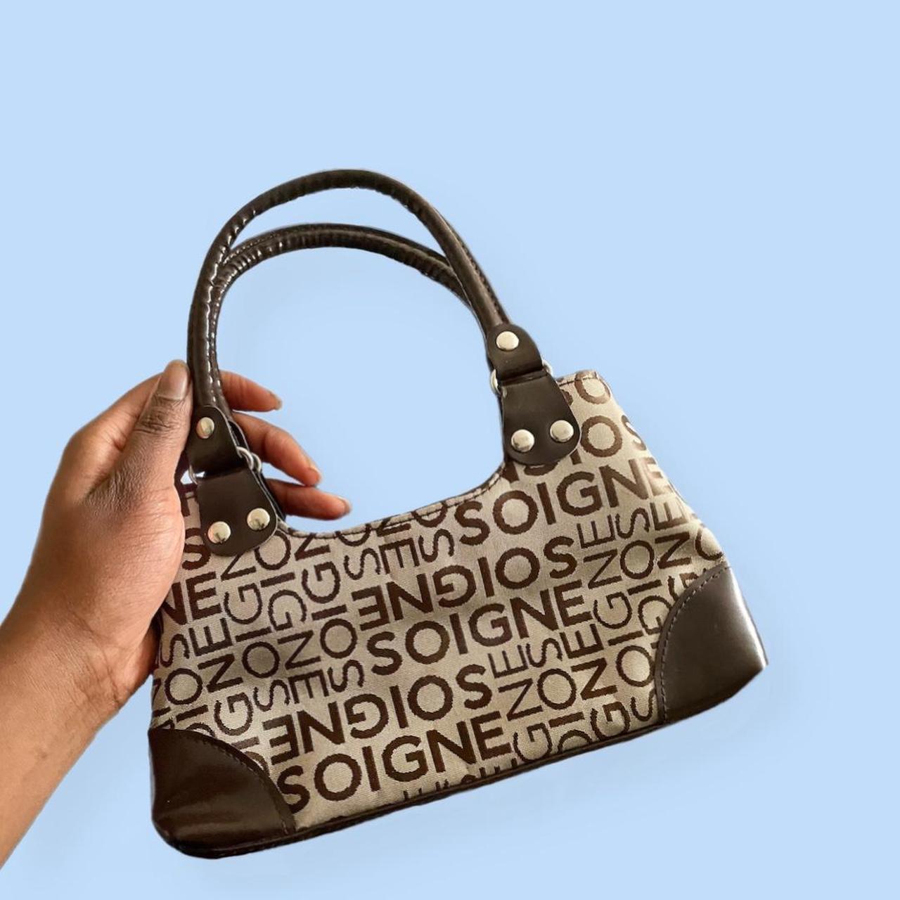 -Preloved 'Soigne' brown monogram mini bag -Faux... - Depop