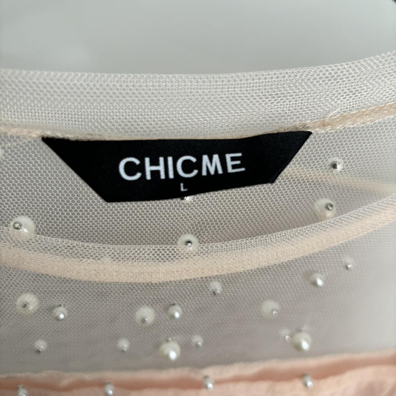 ChicMe Pearl detail mesh frill details long sleeved... - Depop