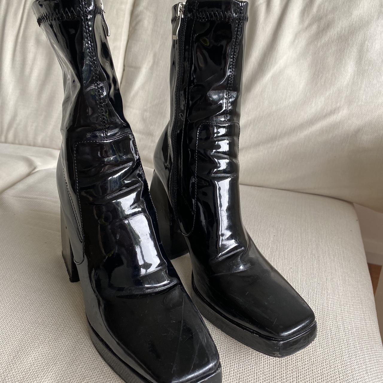 Black Patent leather boots Have had them for years... - Depop