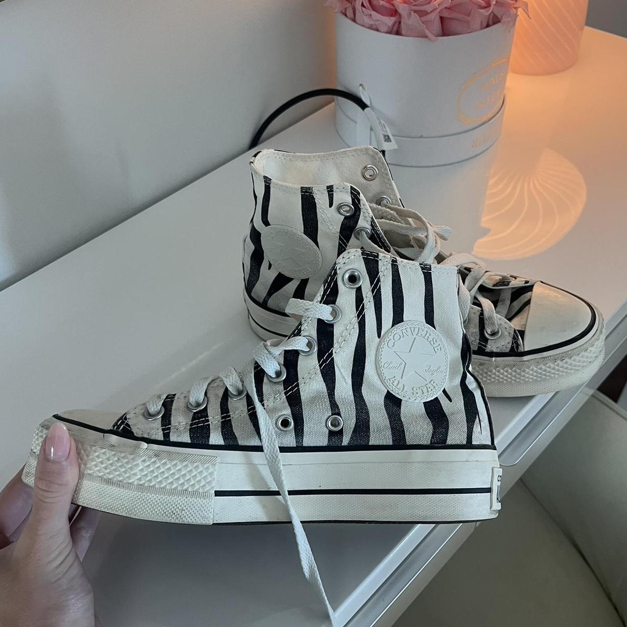 Zebra print platform Converse sneakers / size... - Depop