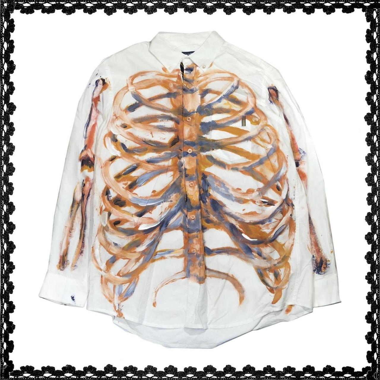 Hand-painted Skeleton Button Down ON HOLD- Available... - Depop