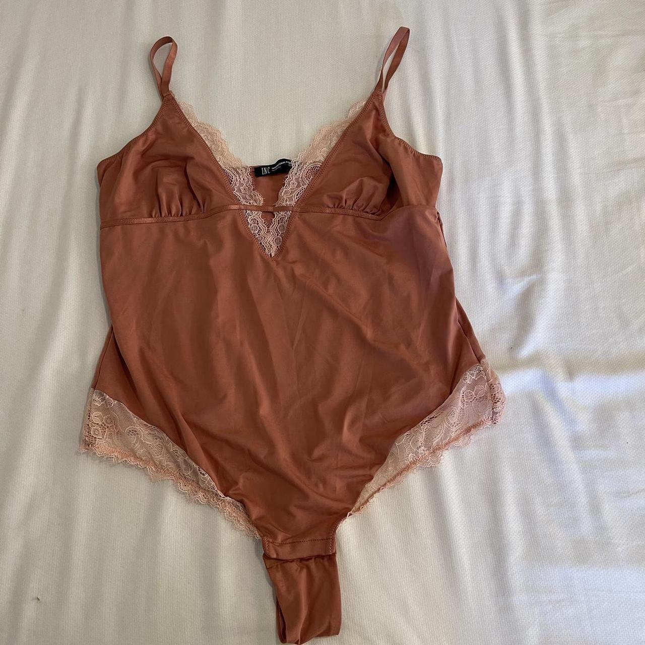 *never worn mauve nude bodysuit, lace trim, very... - Depop