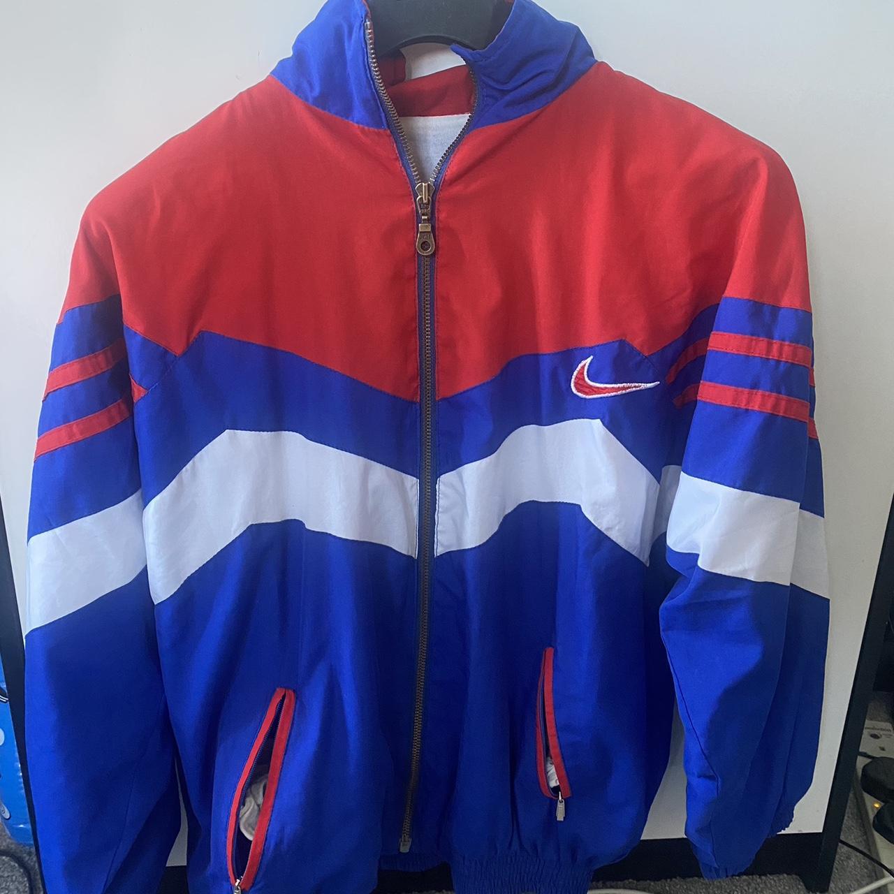 Retro vintage red blue and white Nike jacket. In... - Depop