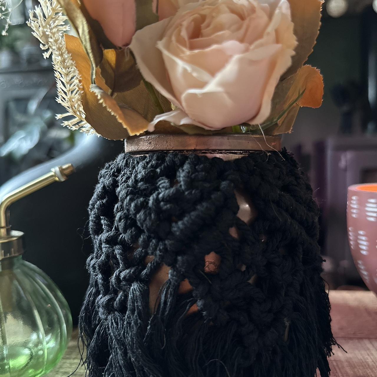 BOHO MACRAME JAM JAR 🍂🌙 stunning black handmade... - Depop
