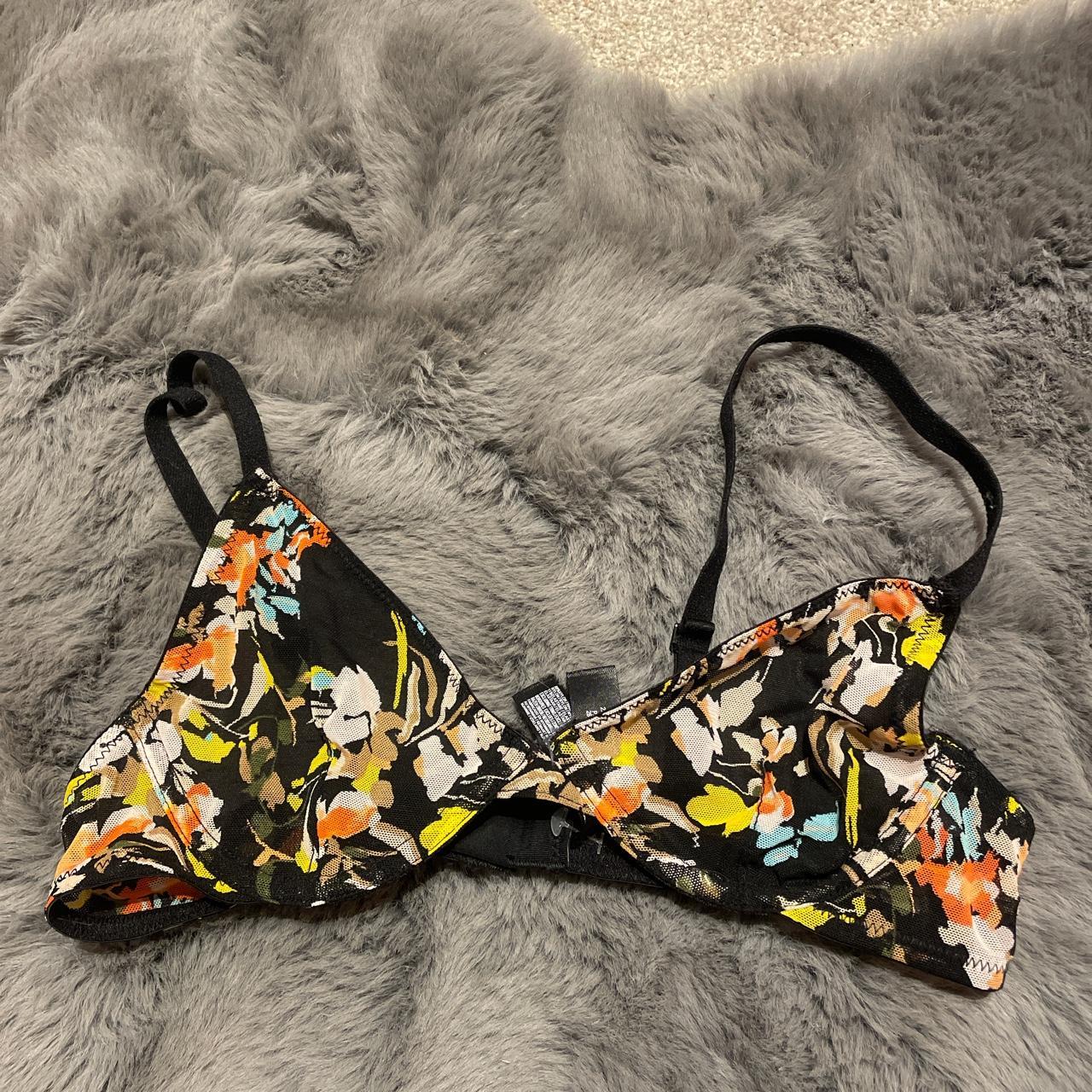 Primark Black and multi bra 32A size Small Bra... - Depop