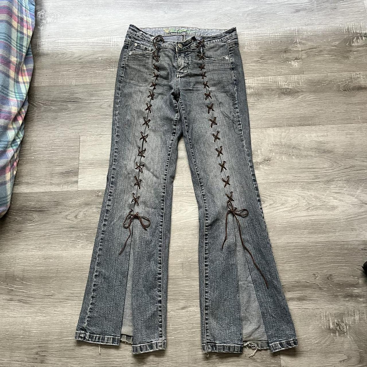Low Rise Lace Up Jeans I really wanted a pair of... - Depop