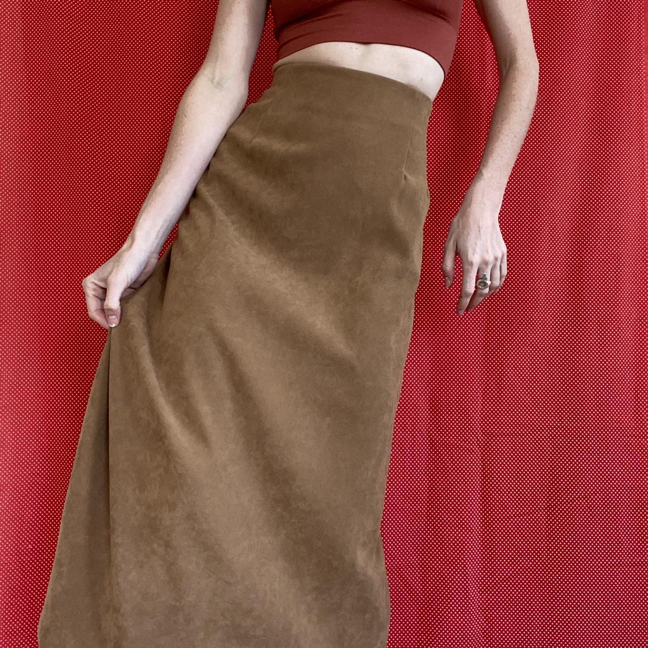 Beautiful, camel-colored vintage skirt. Soft and... - Depop