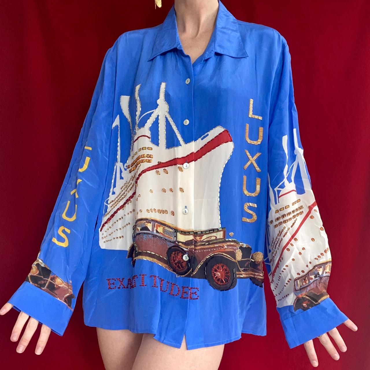 Incredible graphic blouse beaded and ornate. Such a... - Depop