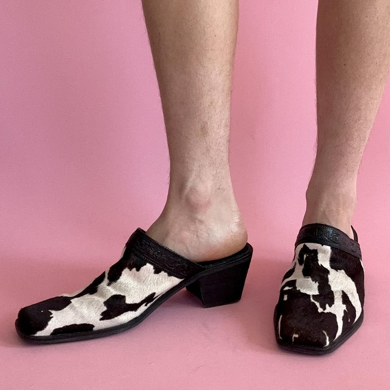 Amazing cow print western mules. These cool shoes... - Depop