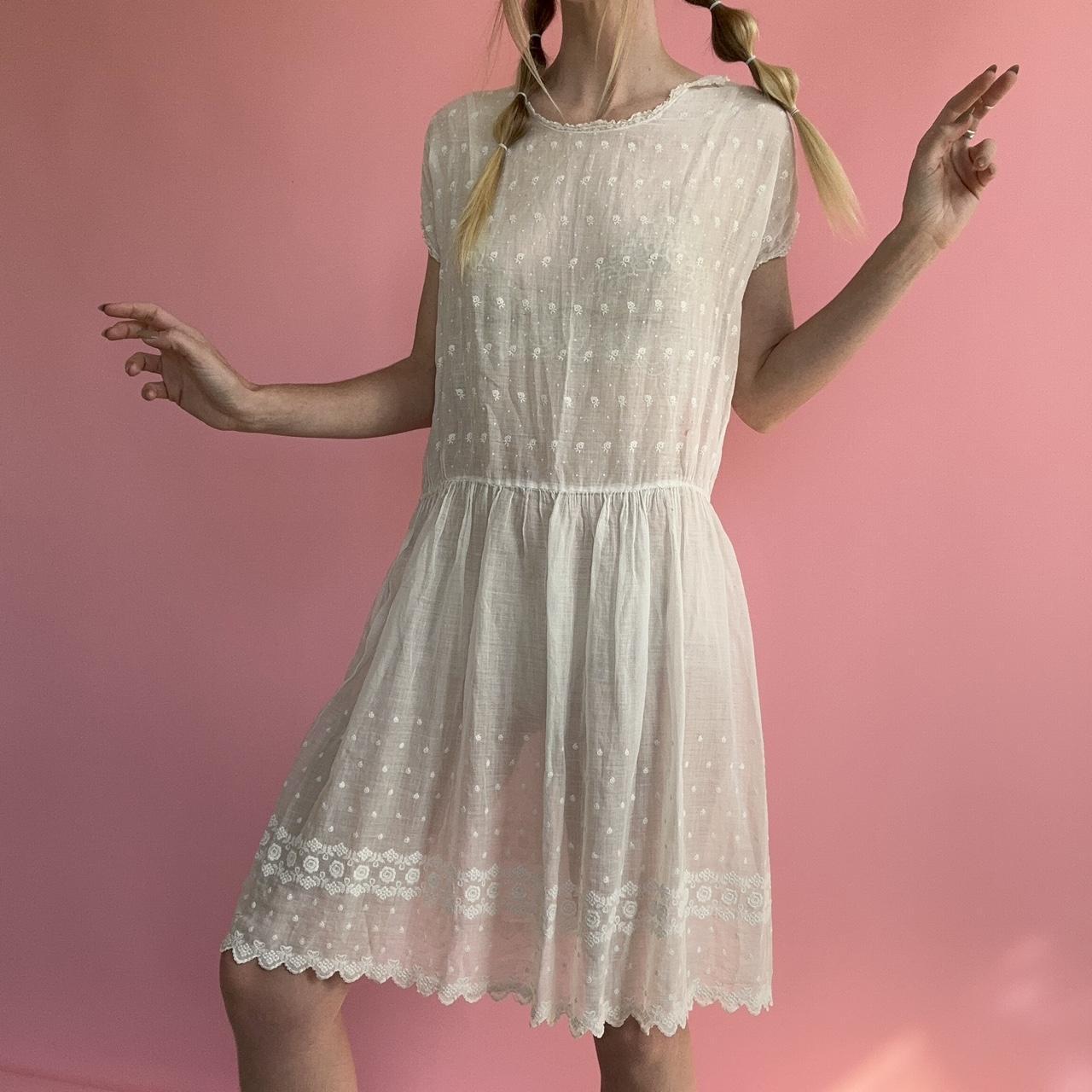 Beautiful vintage sheer dress. The fabric is tissue... - Depop