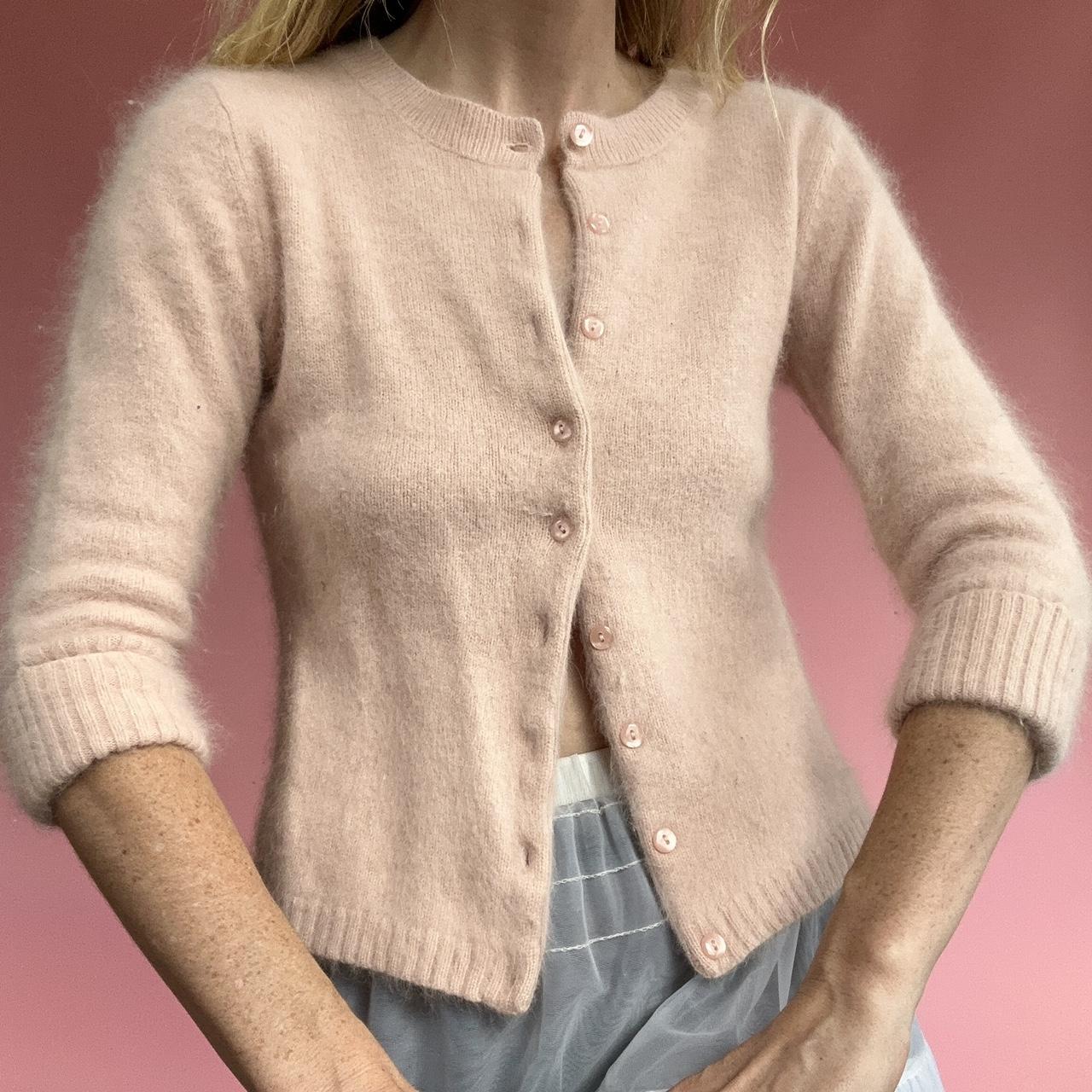 Stunning, soft and cosy pale pink angora cardigan.... - Depop