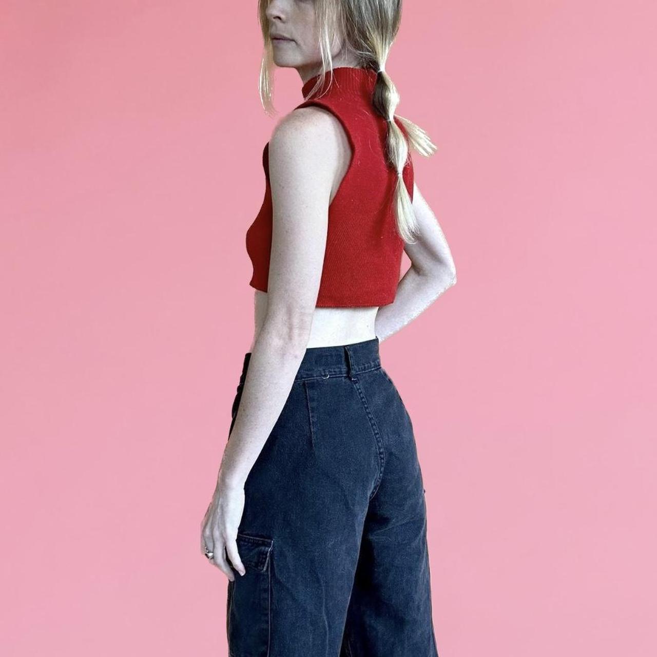 Cute and bright cherry red vintage crop... - Depop