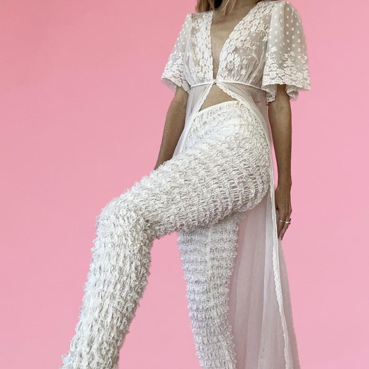 Amazing vintage white ruffle pants/bloomers.... - Depop