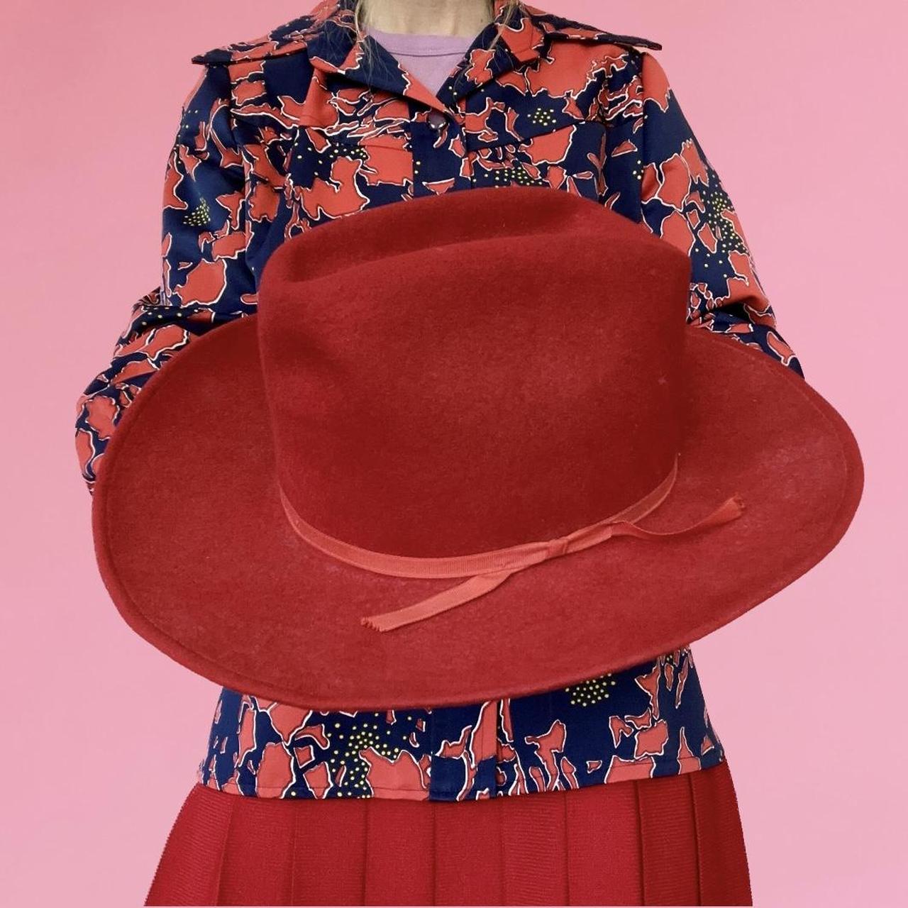 Iconic vintage bright red cowboy hat. By Rockmount,... - Depop