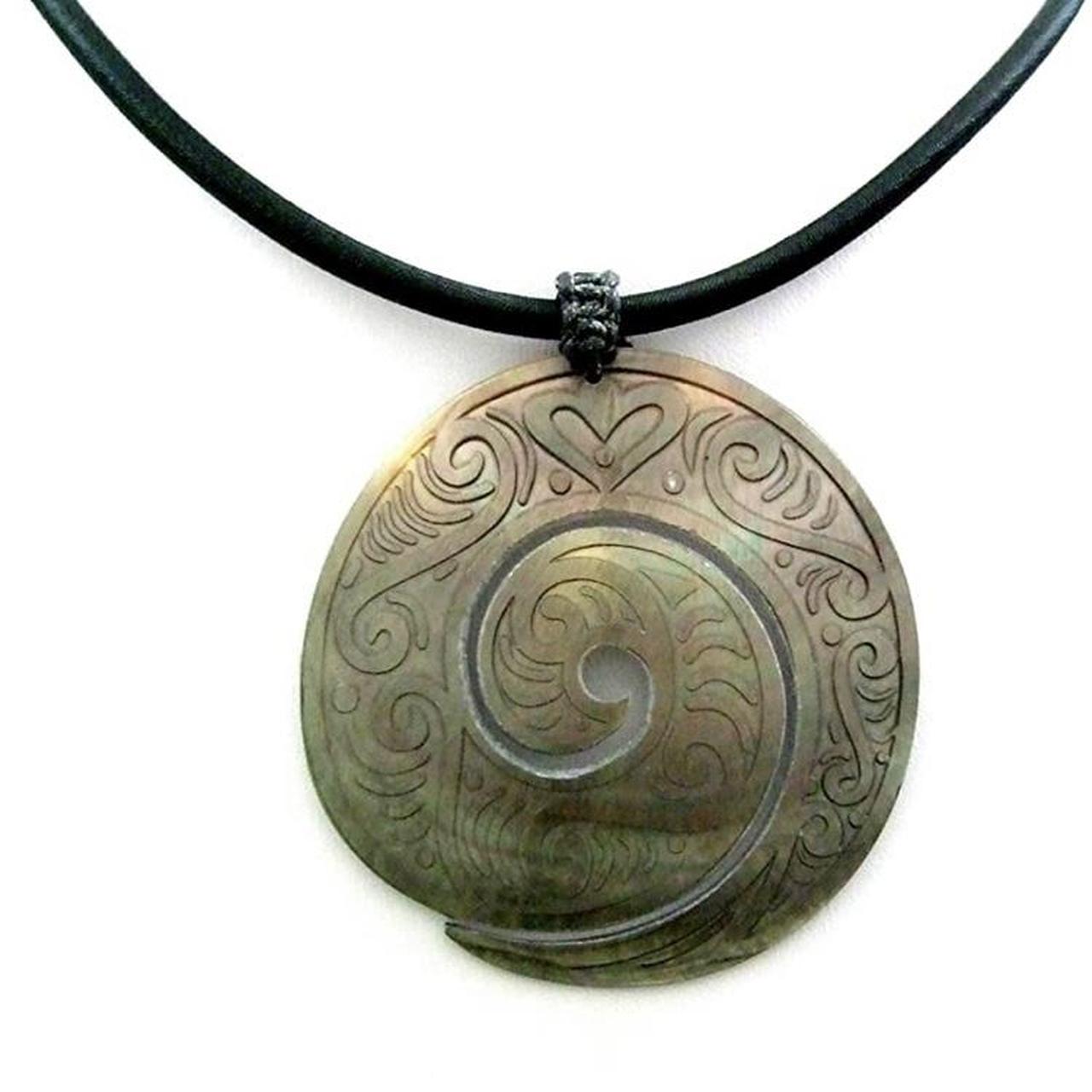 Spiral Peace Love Shell Necklace Koru Spiral... - Depop